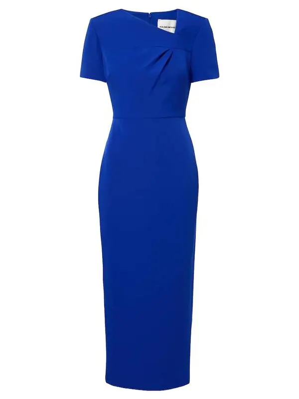 Roland Mouret Draped Crêpe Midi Dress - Blue