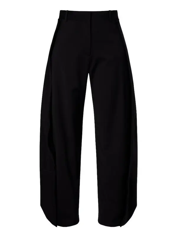 Loewe Draped Wool Wide-leg Pants - Black