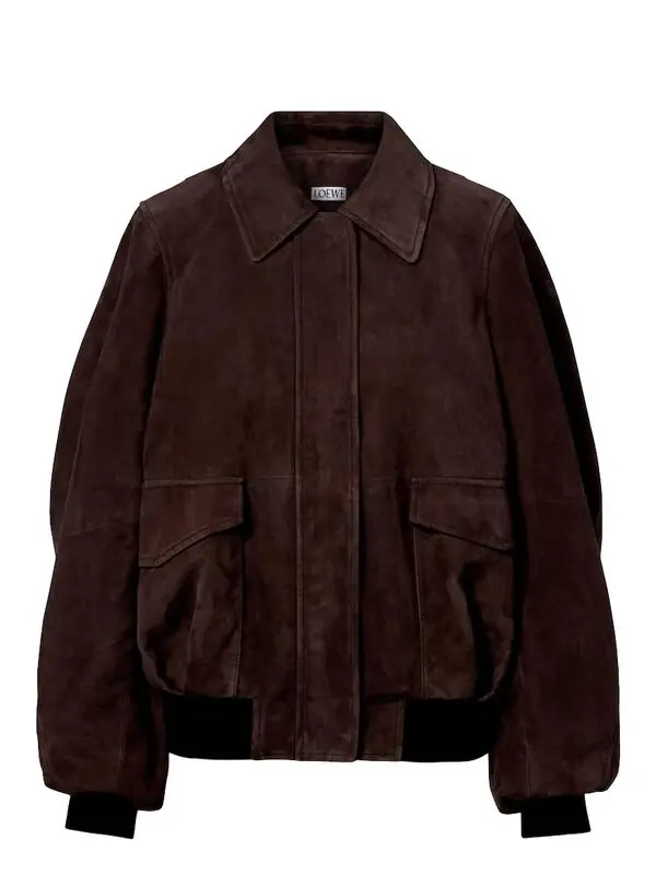 Loewe Suede Bomber Jacket - Brown