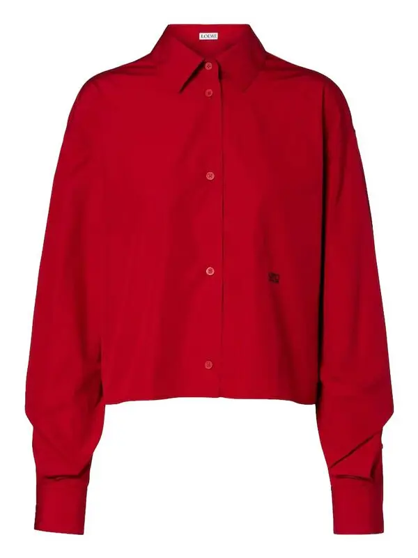 Loewe Cropped Cotton Shirt - Red