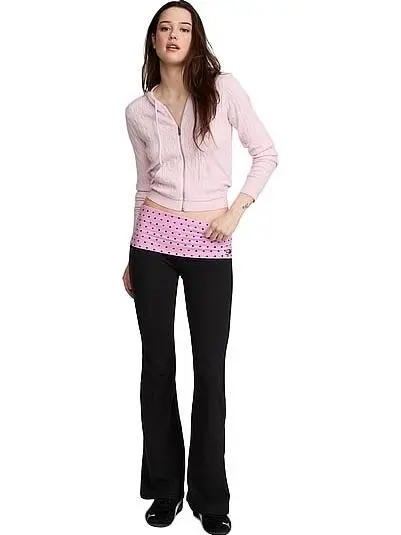 Pink By Frankies Bikinis Mercer Cotton Foldover Flare Pant - Black