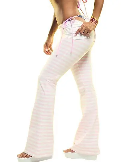 Pink By Frankies Bikinis Mercer Cotton Foldover Flare Pant - Print