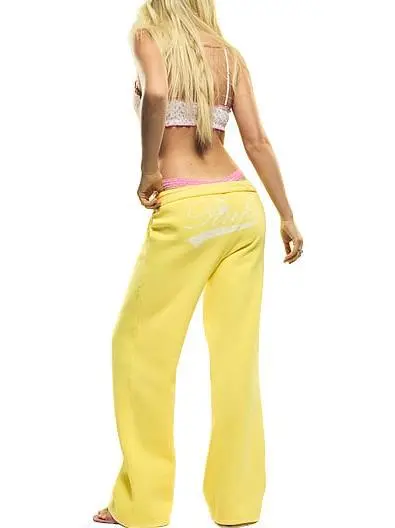 Pink Berry Fleece Sweatpants - Yellow
