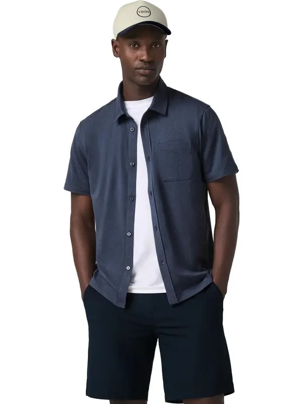 Vuori Short Seeve Ponto Button Down Shirt - Azure Heather