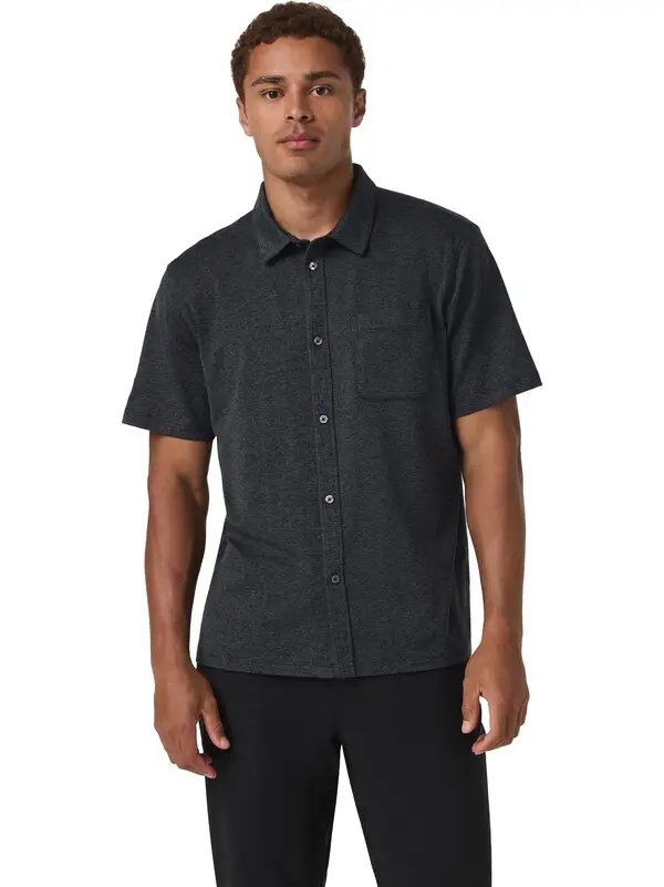 Vuori Short Seeve Ponto Button Down Shirt - Charcoal Heather