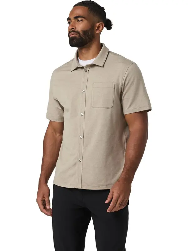 Vuori Short Seeve Ponto Button Down Shirt - Truffle Heather