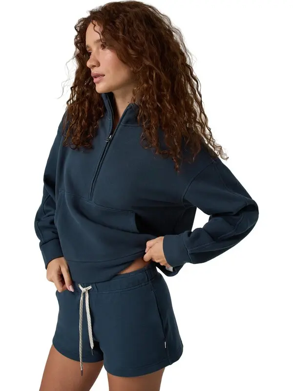 Vuori Pique Fleece Half Zip Jacket - Ocean Blue