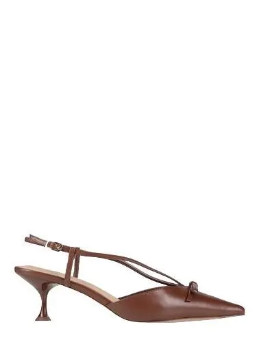 Lola Cruz Leather Slingback Pumps - Brown