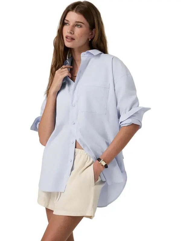 Vuori Long Sleeve Kensington Relaxed Button Down - Oxford Blue Heather