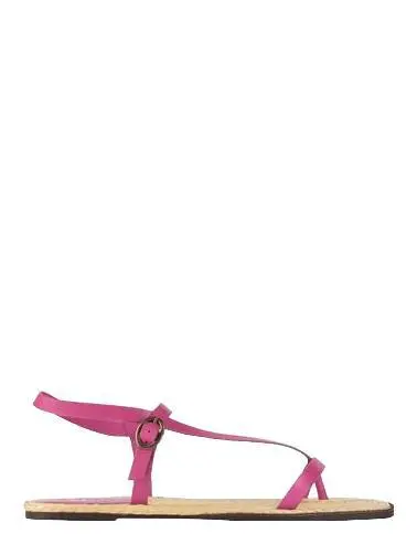 Farm Rio Leather Thong Sandals - Fuchsia