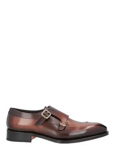 Santoni Glossed-leather Loafers - Brown