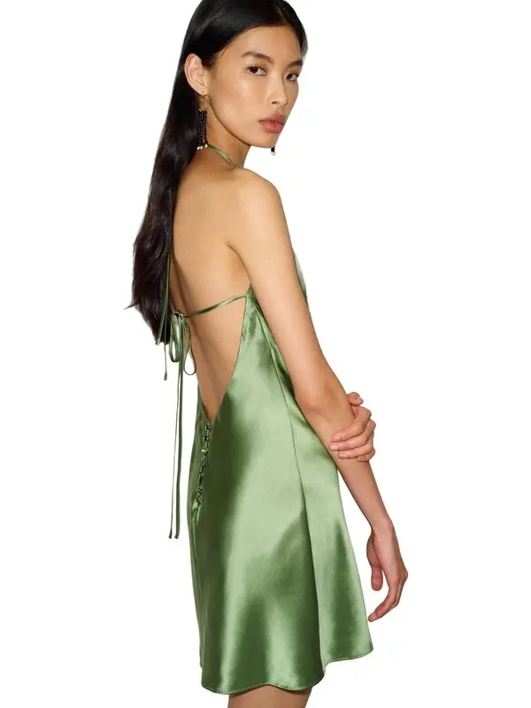 REFORMATION Jennis Silk Dress Jade - Green