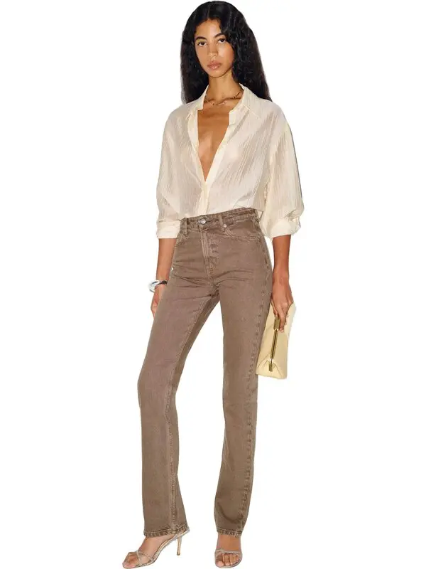 REFORMATION Blair High Rise Bootcut Jeans - Brown