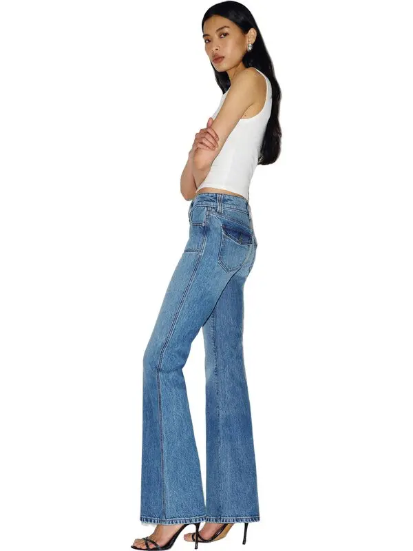 REFORMATION Colie Stretch Low Rise Bootcut Jeans - Blue