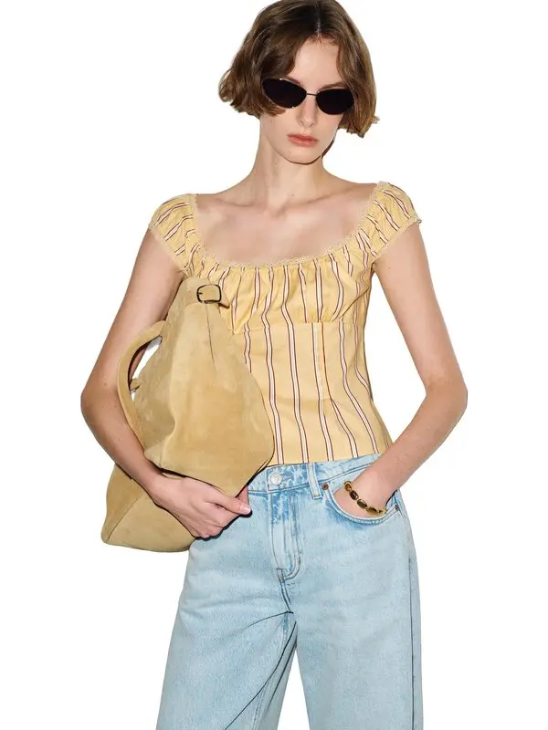 REFORMATION Amouret Lace-trimmed Top - Yellow
