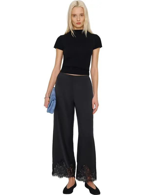 REFORMATION Petites Carolina Silk Pant - Black