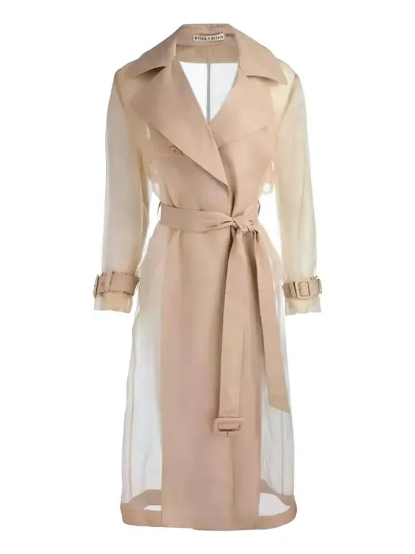 Alice + Olivia Silvia Sheer Belted Trench Coat - Neutrals