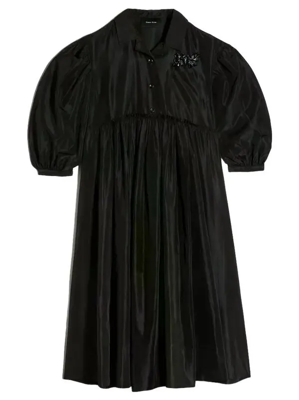 Simone Rocha Signature Smock Embellished Shirt Dress - Black