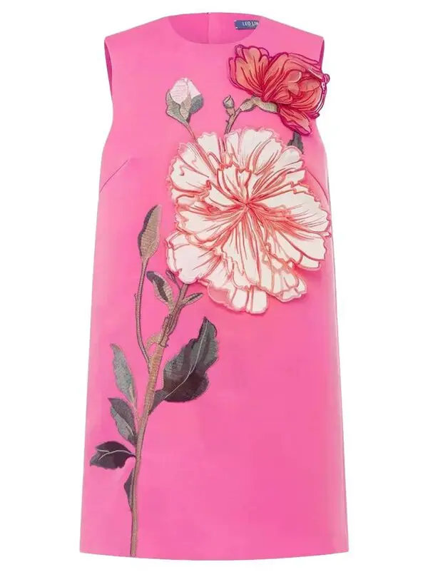 LEO LIN Yvonne Floral-appliqué Mini Dress - Pink