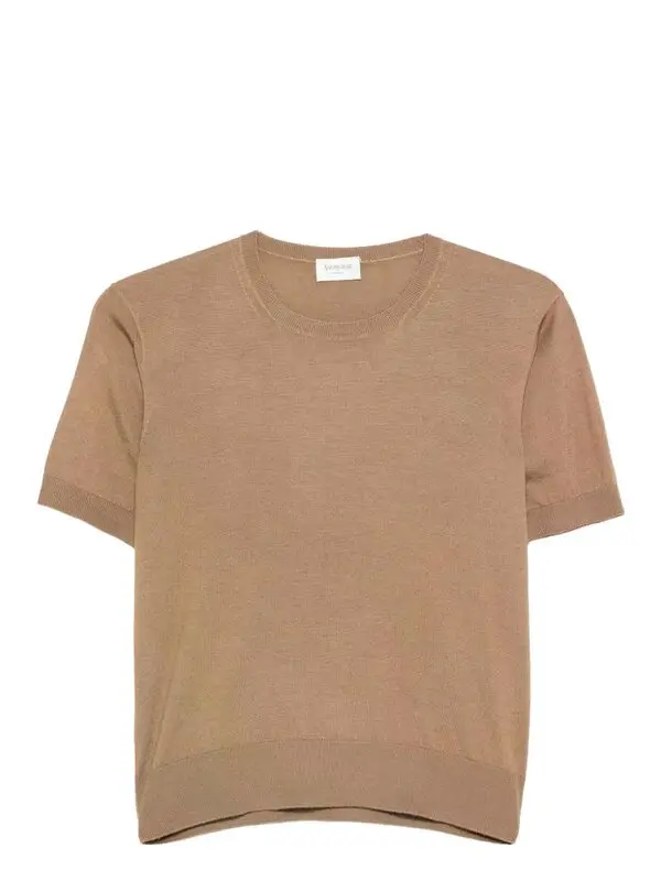 Saint Laurent Crew-neck Short-sleeve T-shirt - Brown