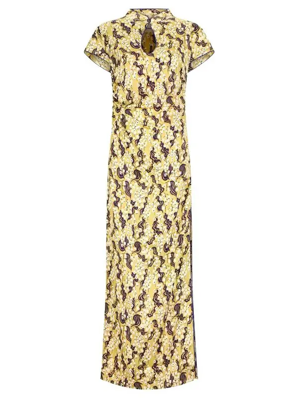 DES_PHEMMES Floral-print Midi Dress - Yellow
