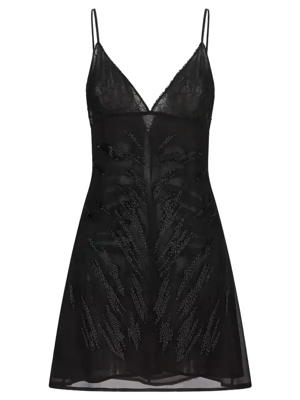 Blumarine Embroidered Lace Mini Dress - Black