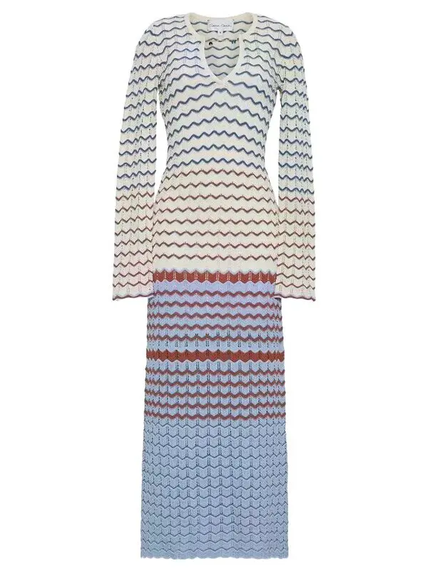 Cara Cara Jane Zigzag-pattern Maxi Dress - Blue
