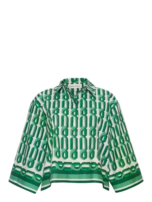 Cara Cara Erica Geometric-print Shirt - Green
