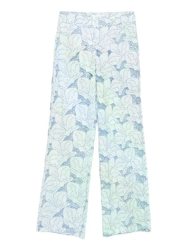 GENNY Embroidered Wide Leg Trousers - Blue