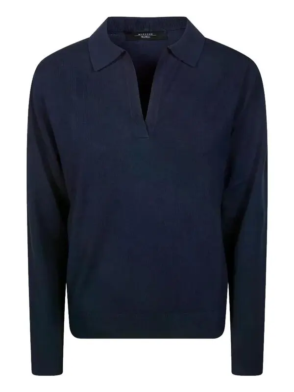 Max Mara Polo V-neck Top - Blue