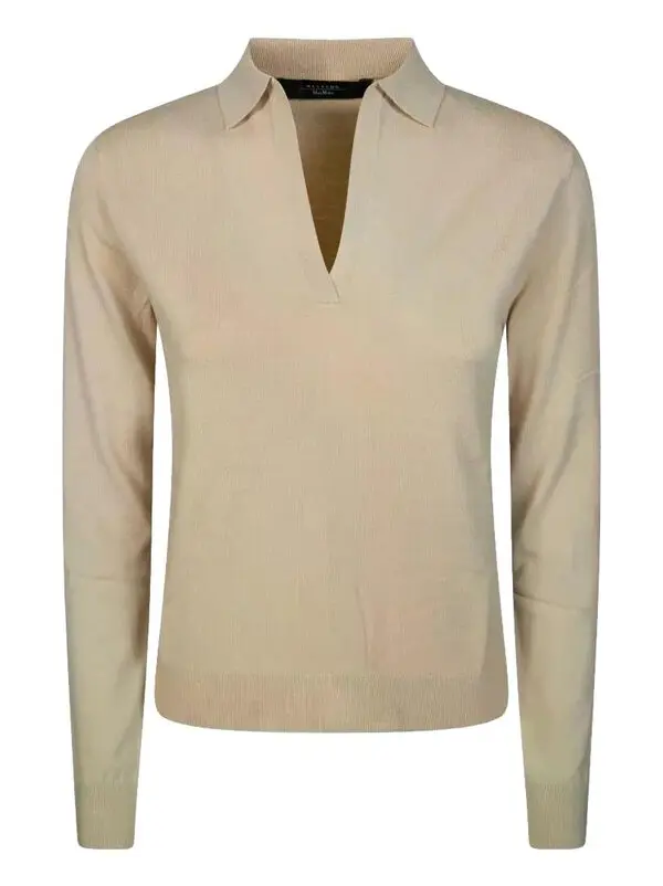 Max Mara Polo V-neck Top - Neutrals