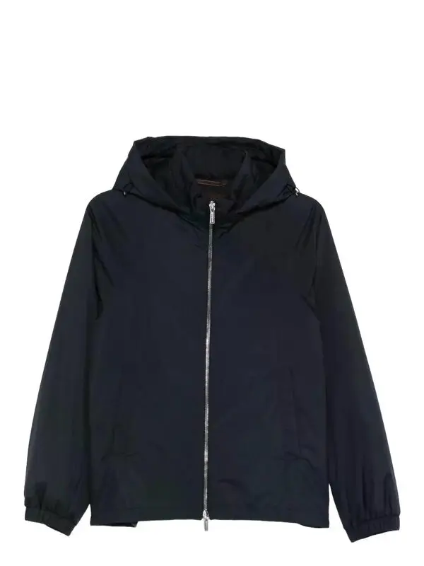 MOORER Zip-up Hooded Jacket - Blue