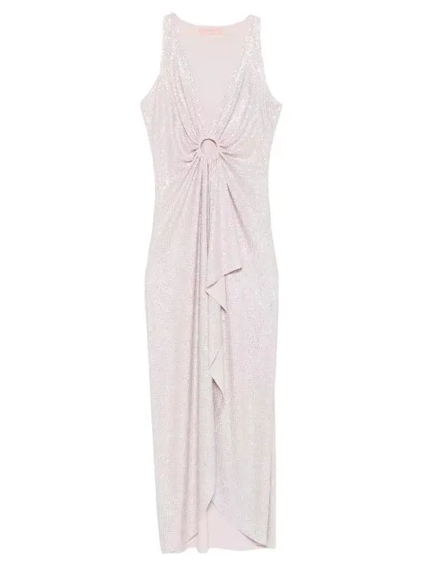 TWENTY FOURHAITCH Ring-detail Draped Maxi Dress - Pink