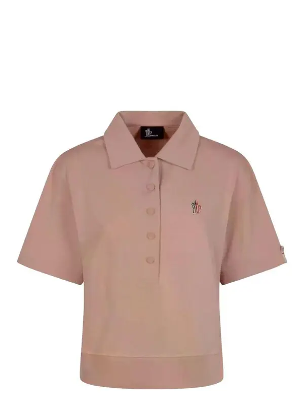 Moncler Logo-patch Cotton Polo Shirt - Pink