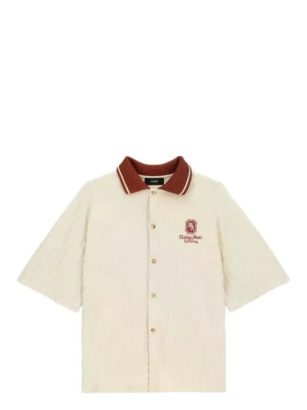 Amiri Ma Chateau Ribbed Collar Logo Shirt - Neutrals