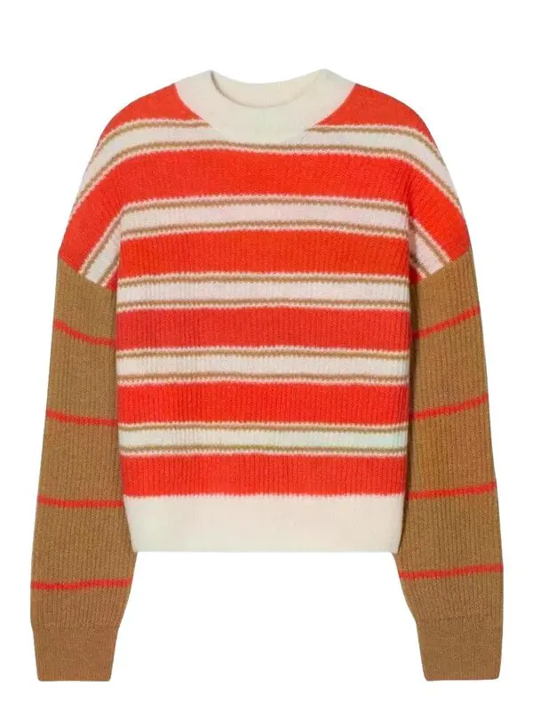 Closed Striped Crew-neck Sweater - Brown