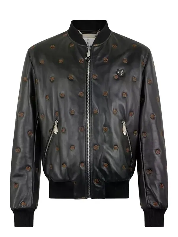 Philipp Plein Monogram-embroidered Bomber Jacket - Black