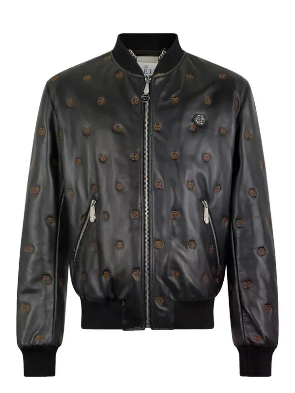 Philipp Plein Monogram-embroidered Bomber Jacket - Black