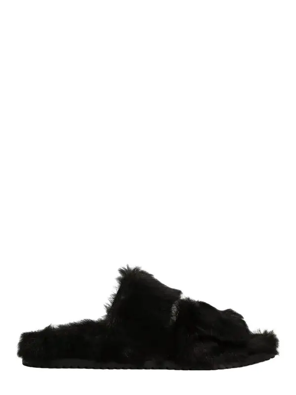 Dolce & Gabbana Fur Sandals - Black