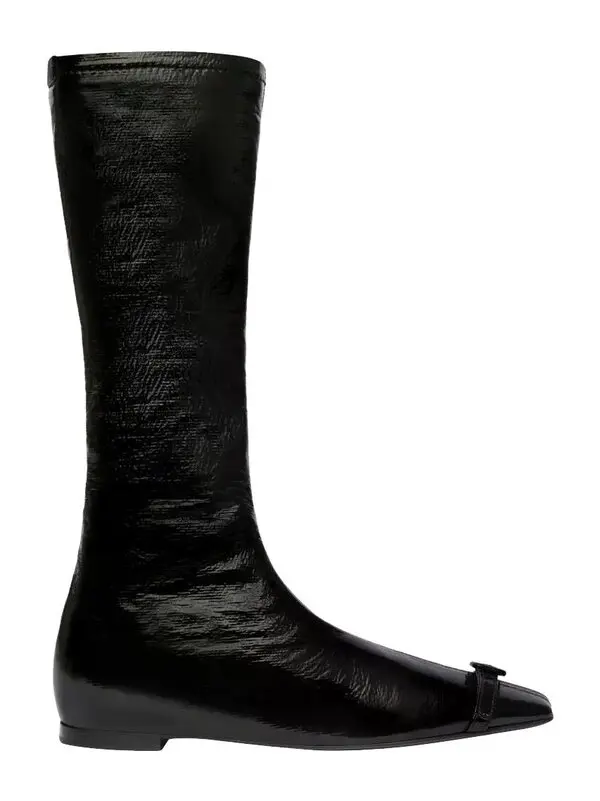 COURREGES Buckled Flat Boots - Black
