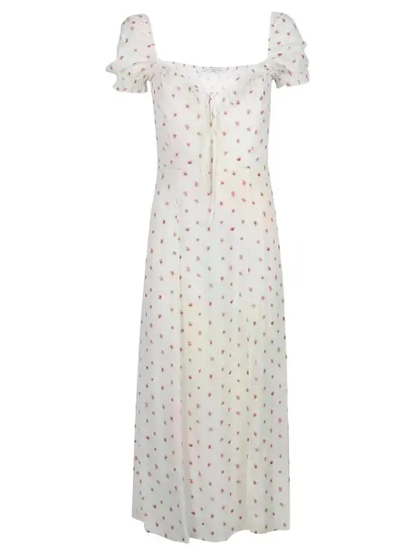 MAR DE MARGARITAS Nikita Smocked Floral Midi Dress - White
