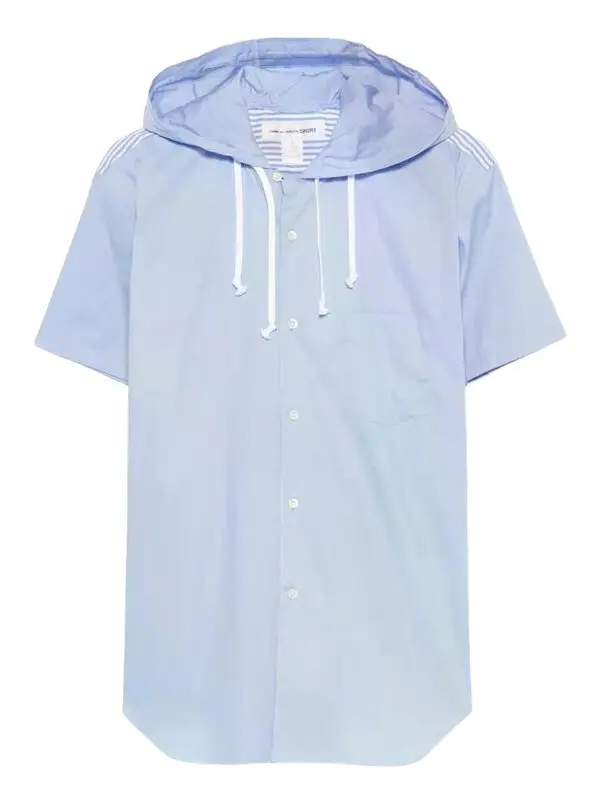 Comme Des Garçons Hooded Stripe-pattern Shirt - Blue
