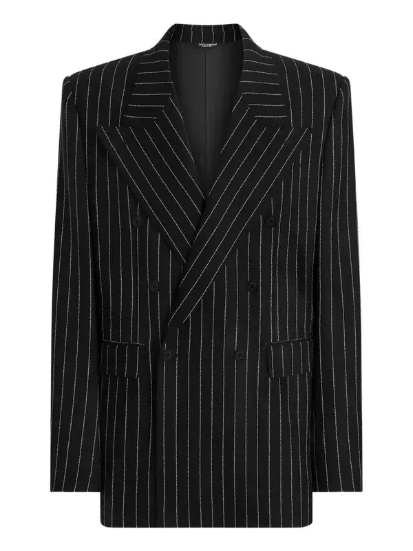 Dolce & Gabbana Striped Double-breasted Blazer - Black