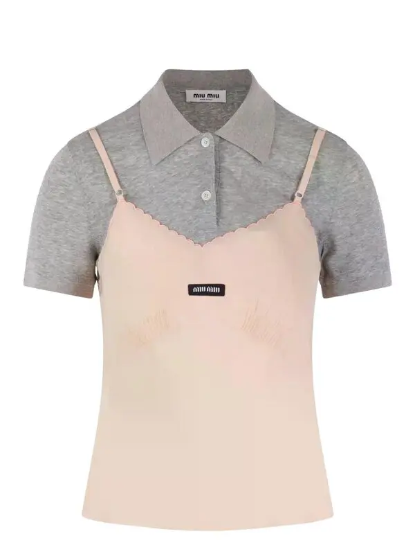 Miu Miu Cotton Polo Top - Grey