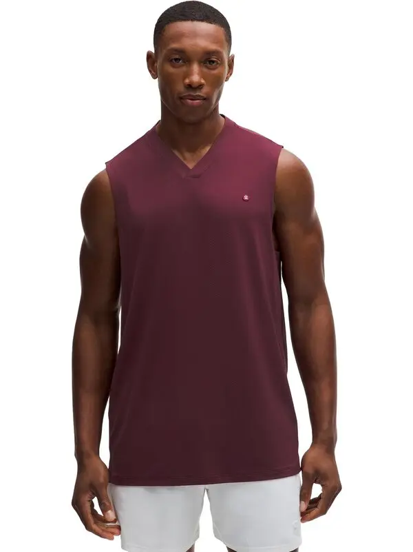 Lululemon Mesh-paneled Sleeveless Tennis Shirt - Burgundy Bay/burgundy Bay