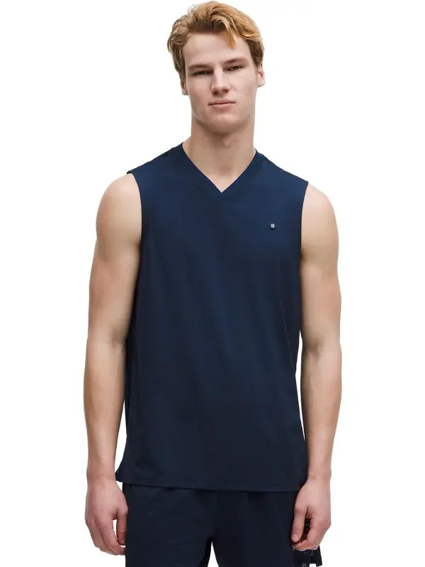 Lululemon Mesh-paneled Sleeveless Tennis Shirt - Club Blue/clubhouse Blue