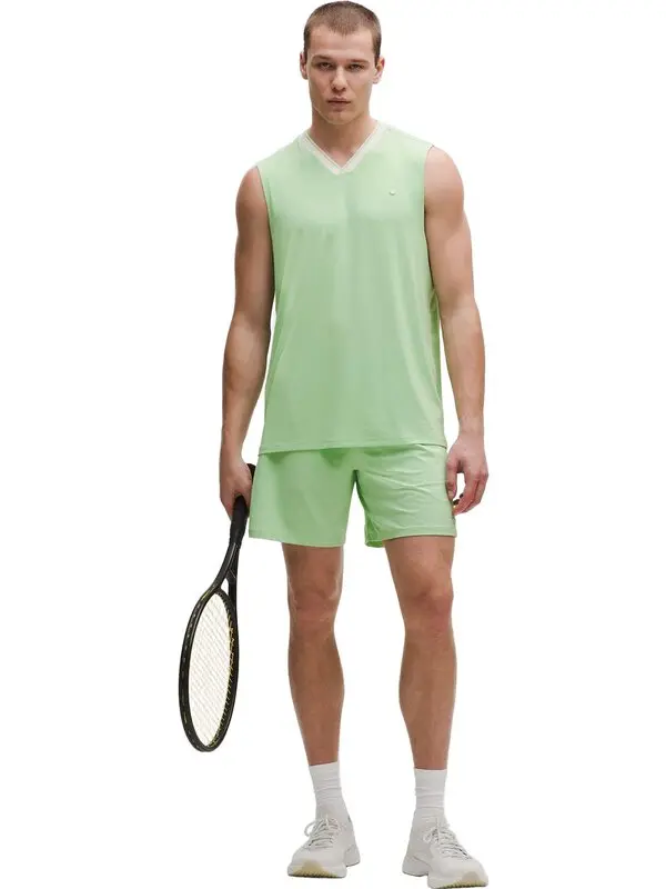 Lululemon Mesh-paneled Tennis Short - Kale Krush/light Ivory