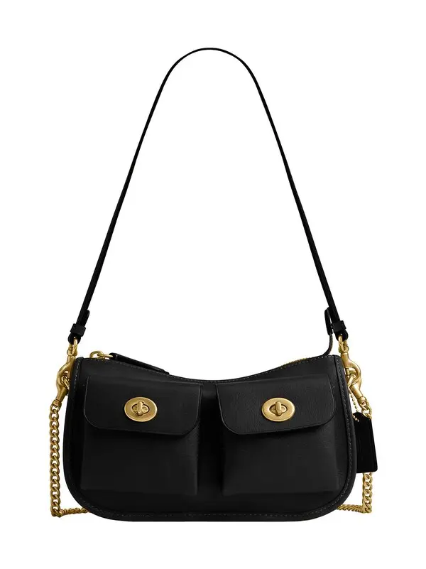 COACH Twin Turnlock Waverly Bag - Brass/black