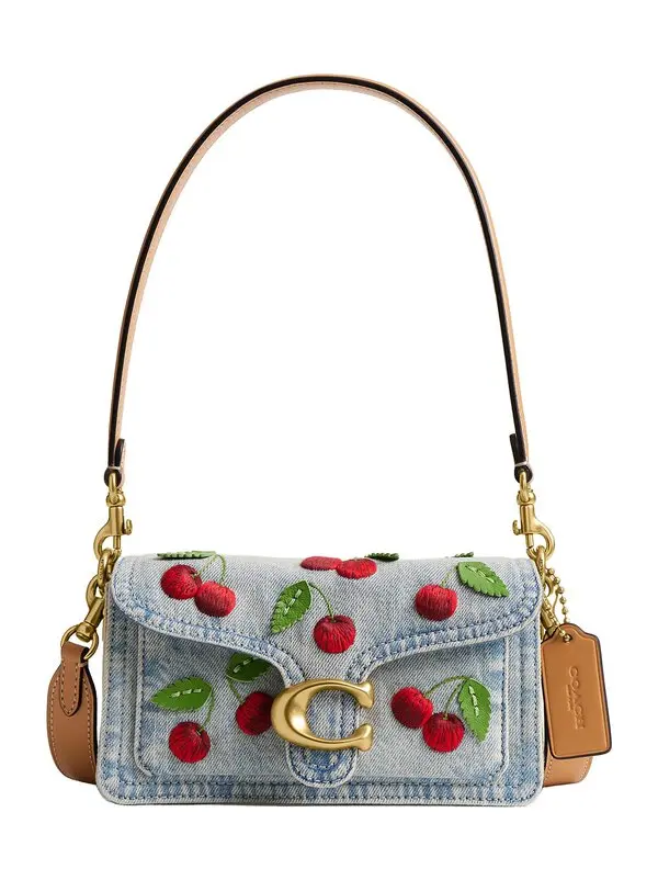 COACH Tabby Shoulder Bag 20 With Cherry Embroidery - Brass/denim