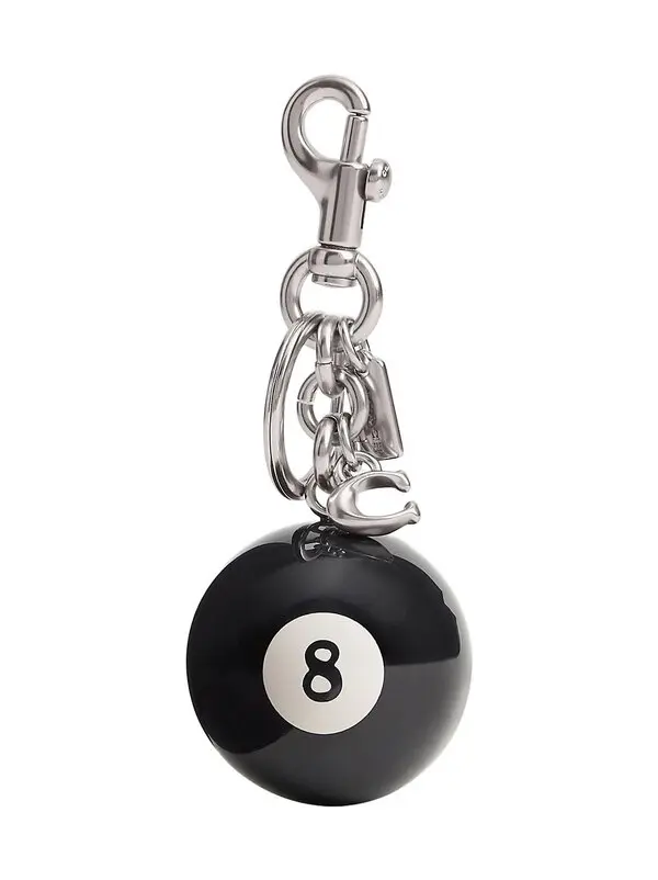 COACH Eight Ball Charm - Silver/black